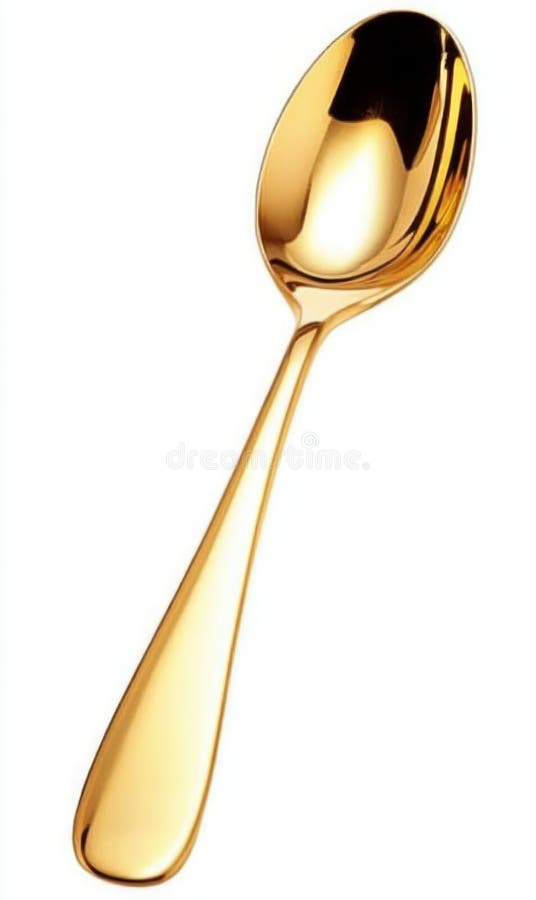 Golden Spoon Isolated on White Background Stock Illustration ...
