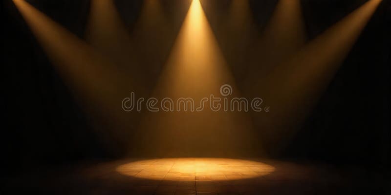 Golden Spotlight Beams on Stage Ready for a Performance Stock ...