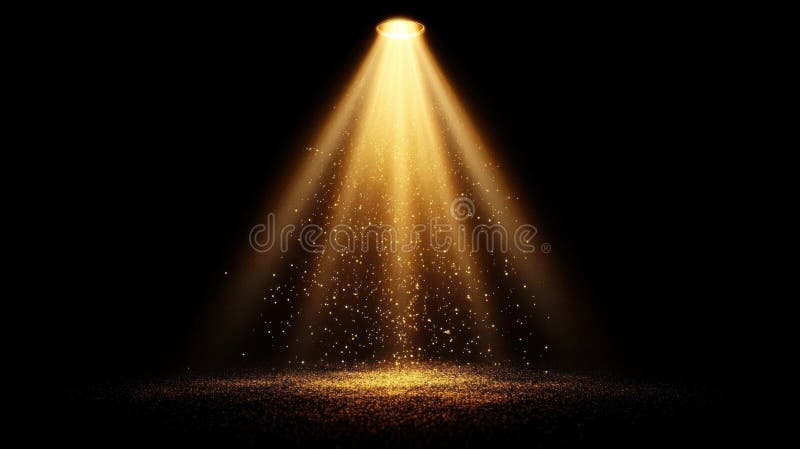 Golden Spotlight with Dark Stage Stock Image - Image of premium ...
