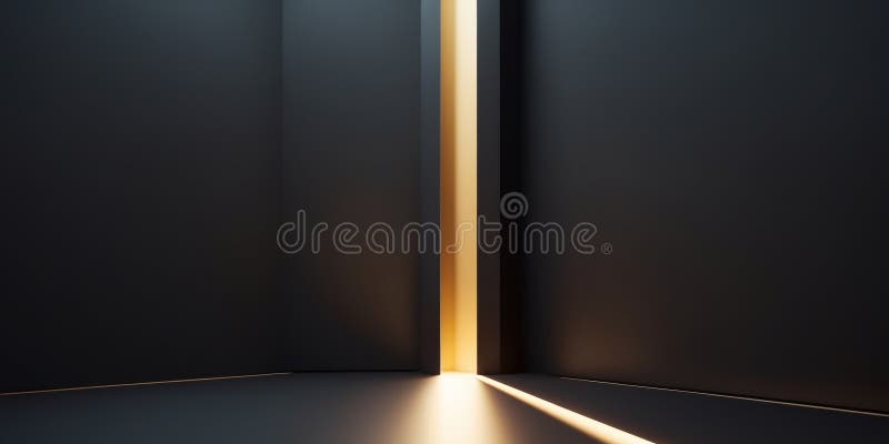Golden Spotlight a Futuristic Stage with Dramatic Vertical Lighting ...