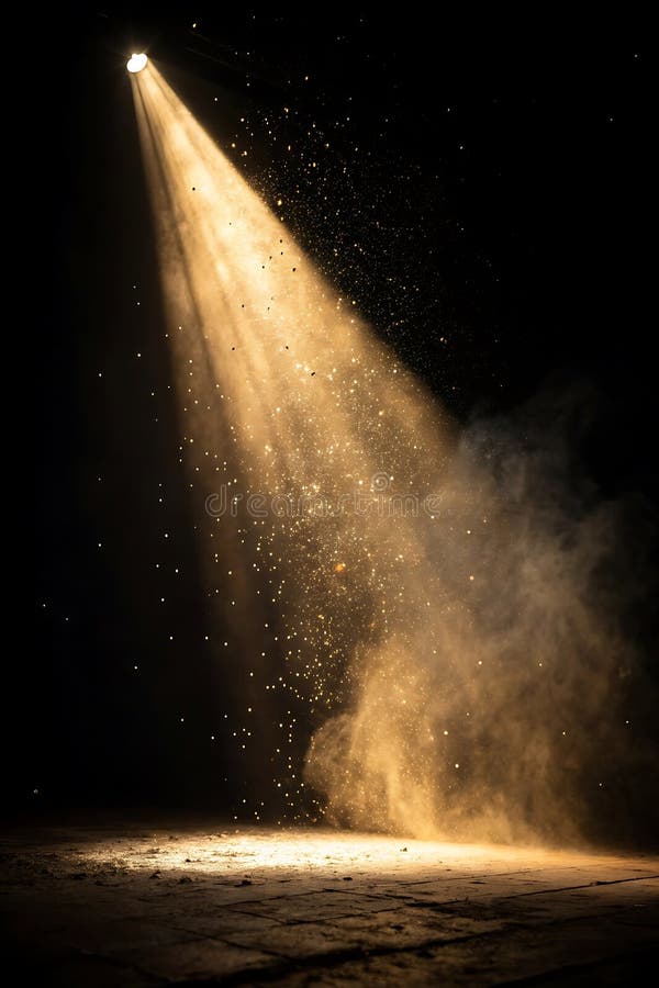 Golden Spotlight Illuminating a Dramatic Stage Stock Illustration ...