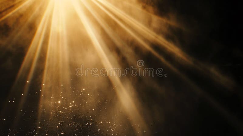 Golden Spotlight Rays through Mist. Generative AI Stock Photo - Image ...