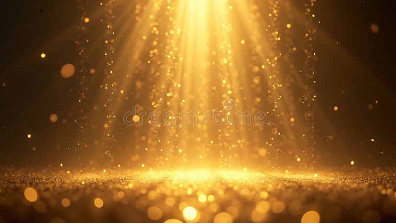 Golden Spotlight on Sparkling Glitter Background Stock Illustration ...