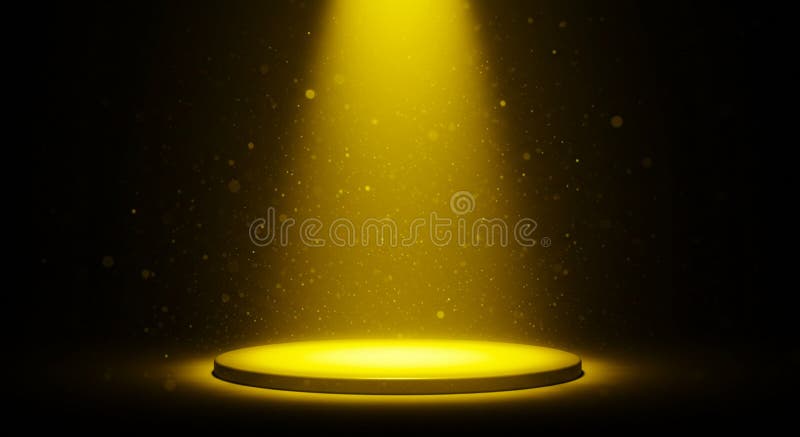 Golden Spotlight Stage Background: Illuminated Platform with Glowing ...