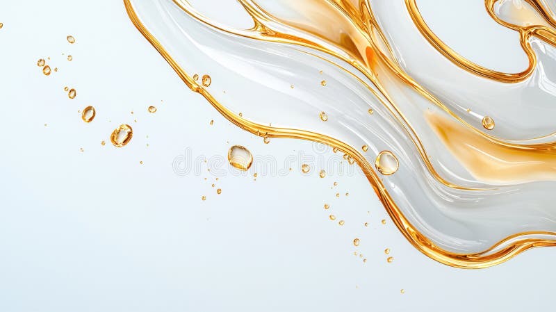 Golden Spreading Streaming Across White Background Forming Dynamic ...