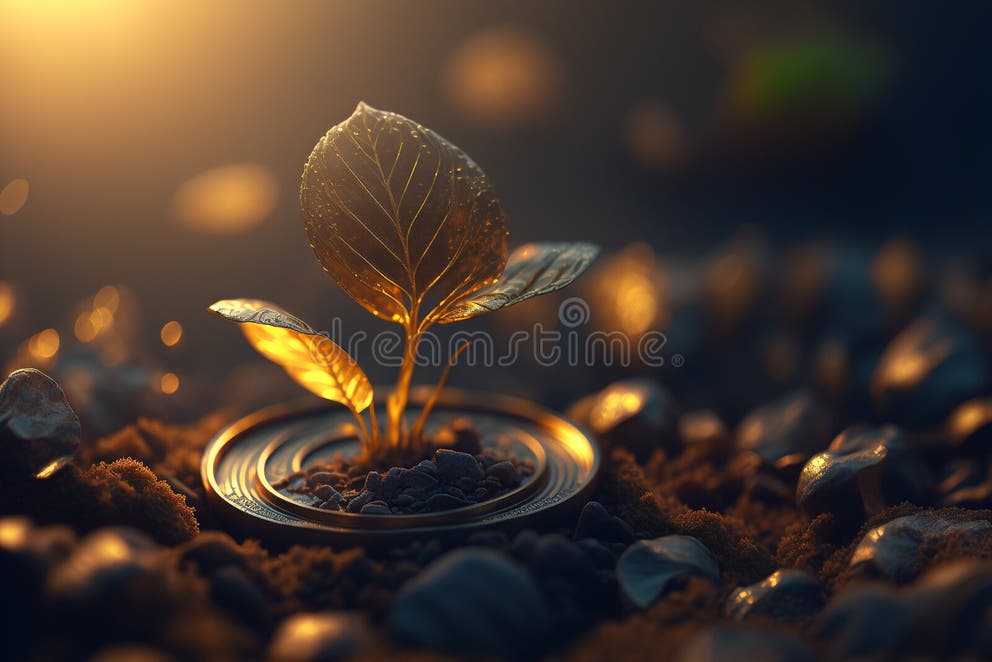 Golden Sprouts are Sprouting Stock Illustration - Illustration of cash ...