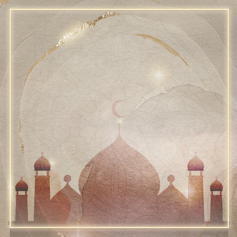 Golden Square Eid Mubarak Frame Stock Illustration - Illustration of ...