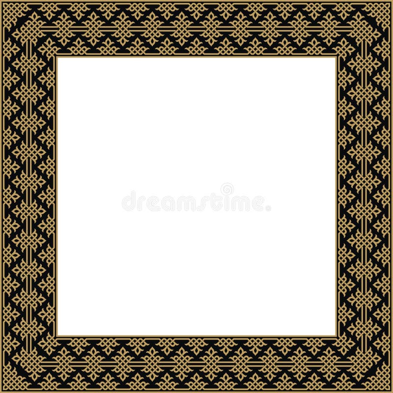 Golden Square Frame Border Ornament Design Pattern. Suitable for Frame ...