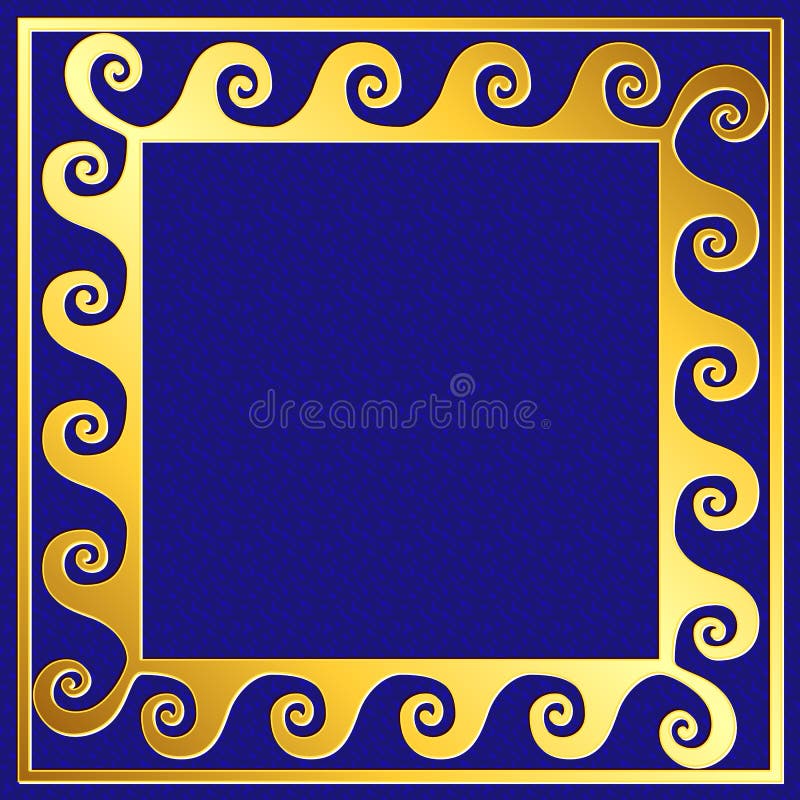 Golden Square Frame with Greek Meander Pattern Stock Vector ...