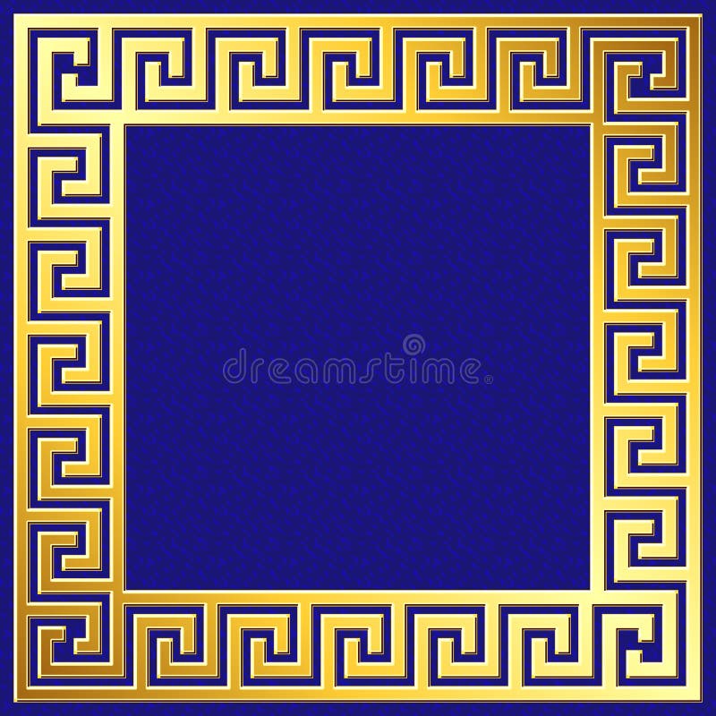 Golden Square Frame with Greek Meander Pattern Stock Vector ...