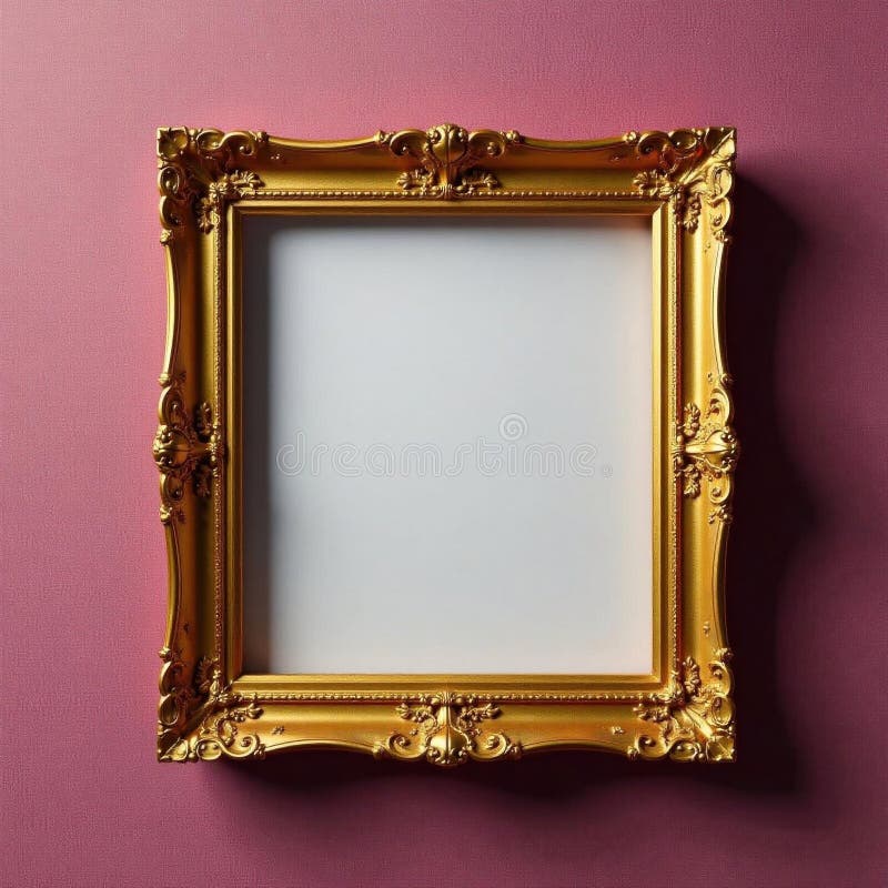 Golden Square Frame Mockup Against a Textured Background , Background ...