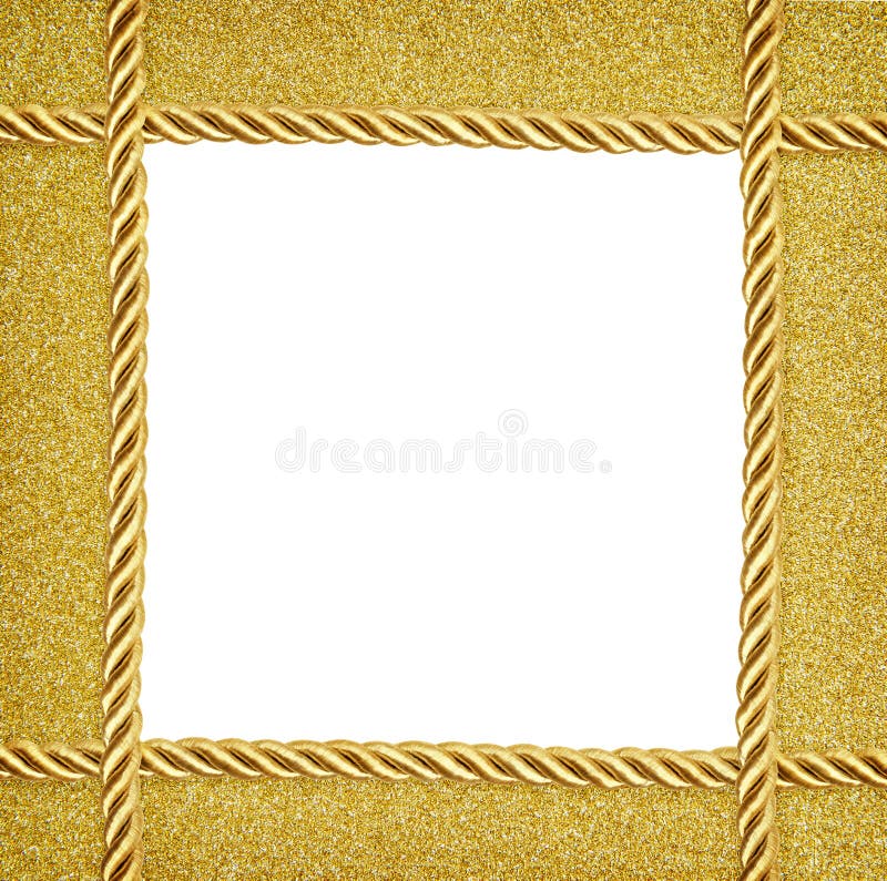 Golden Square Frame with Paper Glitter Texture and Silk Ropes Stock ...