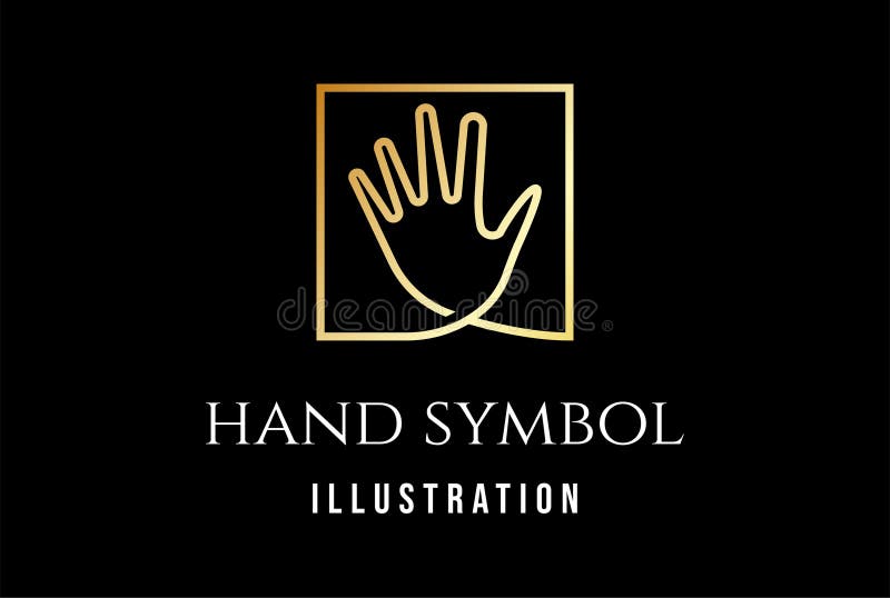 Golden Square Hand Line Icon Illustration Vector Stock Vector ...