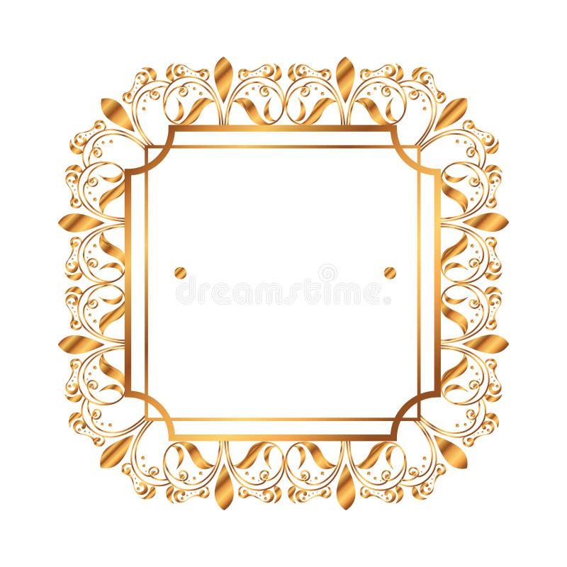 Golden Square Label Victorian Style Stock Vector - Illustration of gold ...