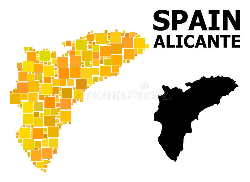 Golden Square Mosaic Map of Alicante Province Stock Illustration ...