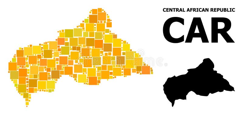 Golden Square Mosaic Map of Central African Republic Stock Illustration ...