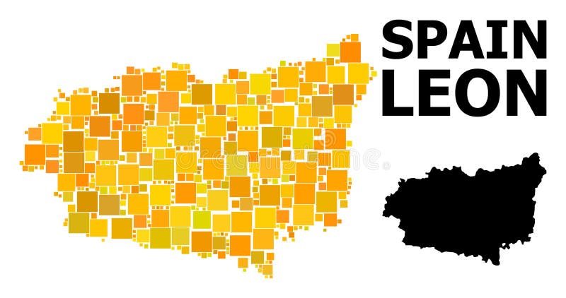 Golden Square Mosaic Map of Leon Province Stock Illustration ...