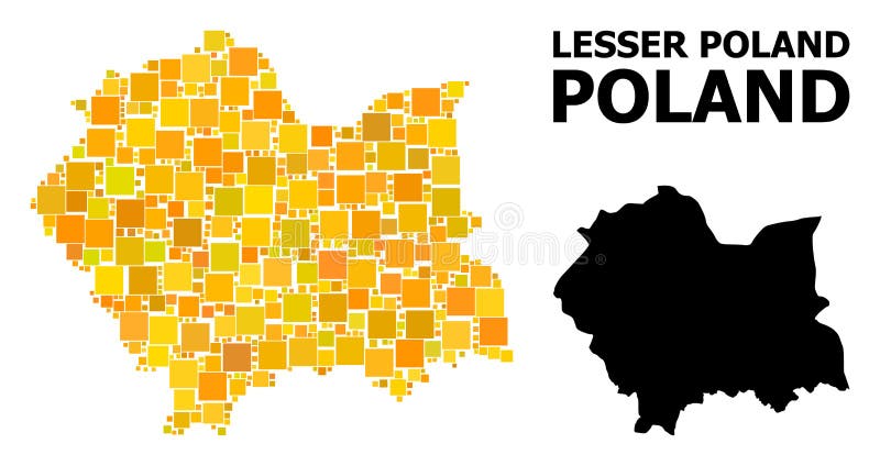Golden Square Mosaic Map of Lesser Poland Province Stock Illustration ...