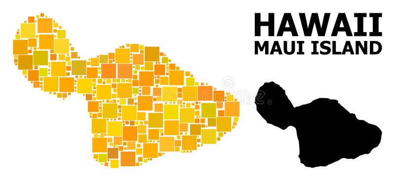 Golden Square Mosaic Map of Maui Island Stock Illustration ...