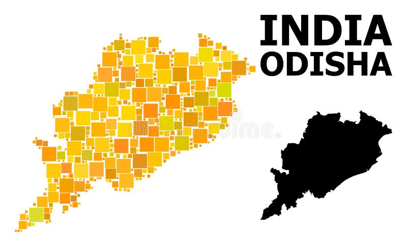 Golden Square Mosaic Map of Odisha State Stock Illustration ...