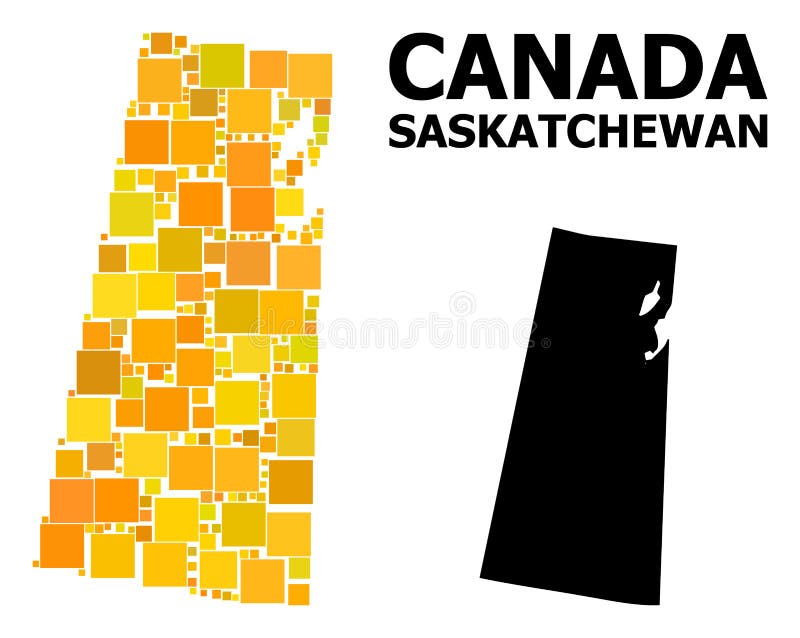Golden Square Mosaic Map of Saskatchewan Province Stock Illustration ...