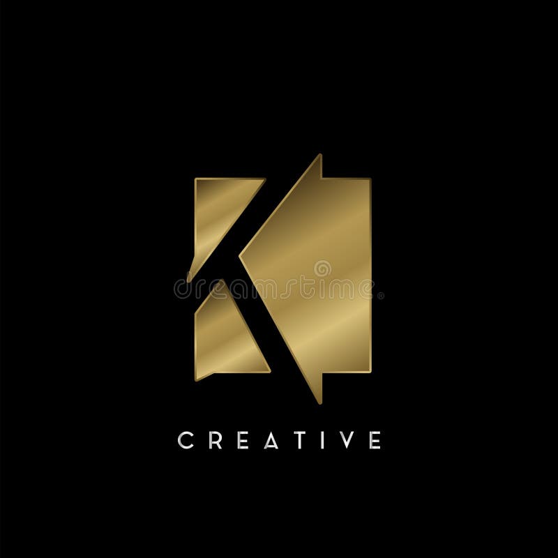 Golden Square Negative Space K Letter Logo. Creative Design Concept ...