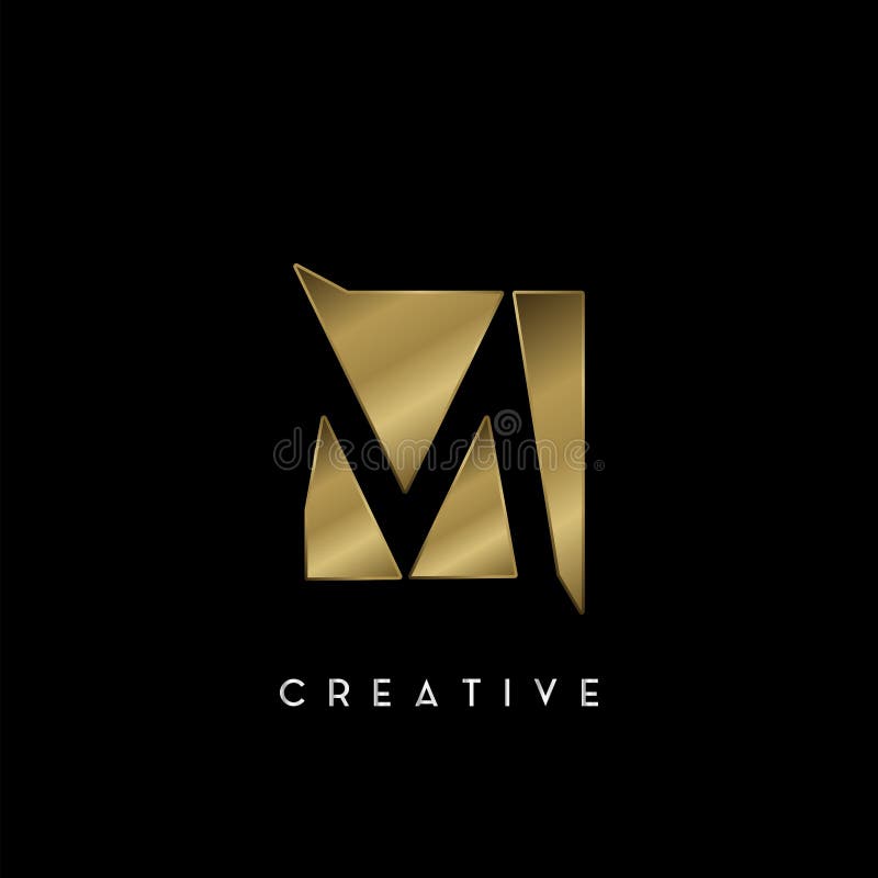 Golden Square Negative Space M Letter Logo. Creative Design Concept ...