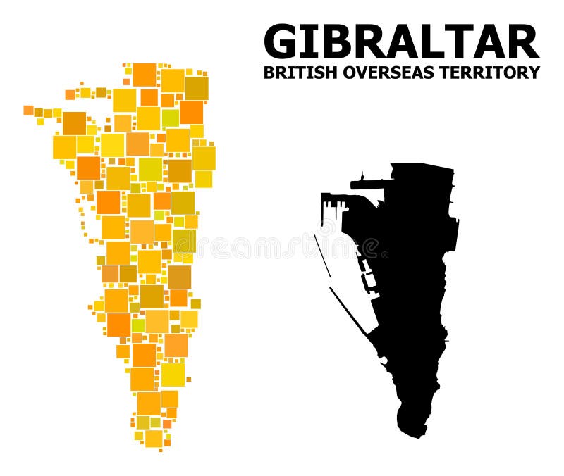 Golden Square Pattern Map of Gibraltar Stock Illustration ...