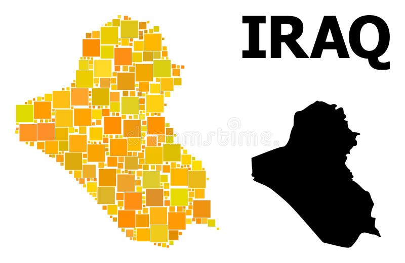 Golden Square Pattern Map of Iraq Stock Illustration - Illustration of ...