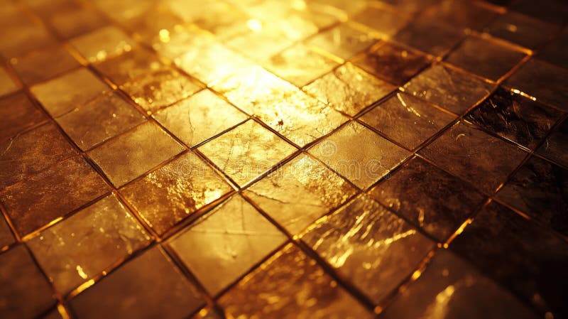 Golden Square Tiles Texture Background Stock Illustration ...