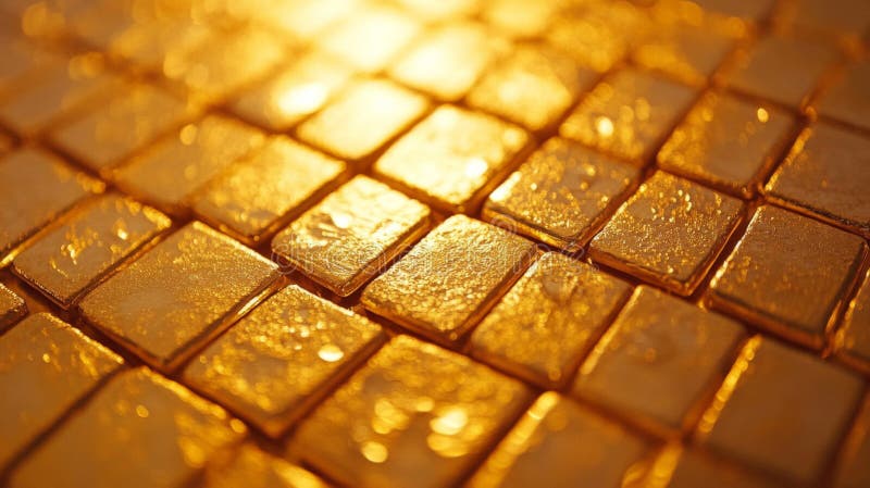 Golden Square Tiles Texture Background Stock Illustration ...
