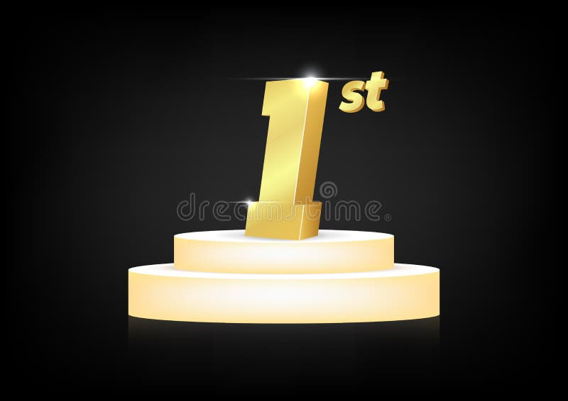 Golden 1 St Number on Podium. Stock Vector - Illustration of invitation ...