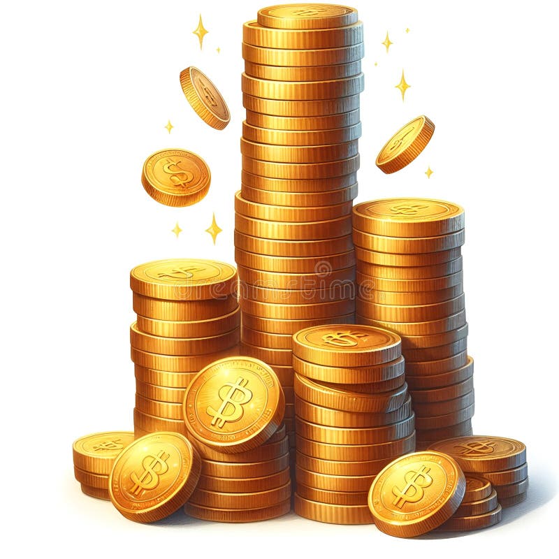 Golden Stack on Coins Money Watercolor Paint for Business Card Decor ... Golden Stack on Coins Money Watercolor Paint for Business Card Decor ...