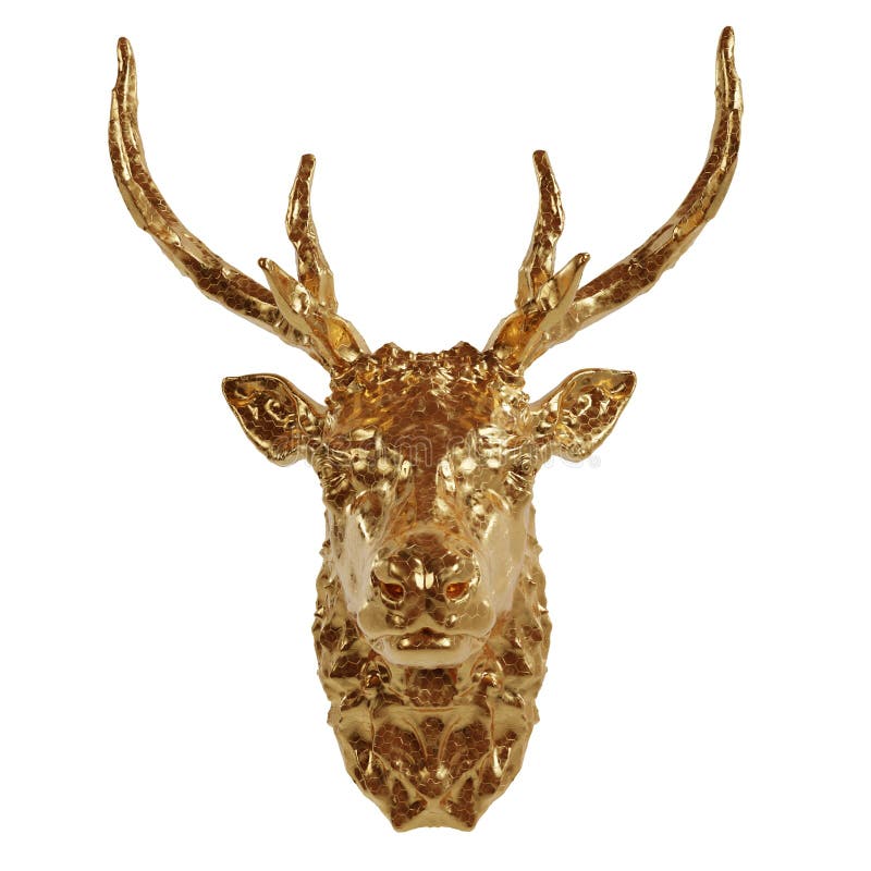 A Golden Stag S Head Isolated on a White Background Stock Photo ...