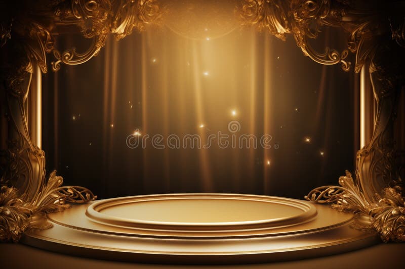 Golden Stage Background. Generative Ai Stock Illustration ...