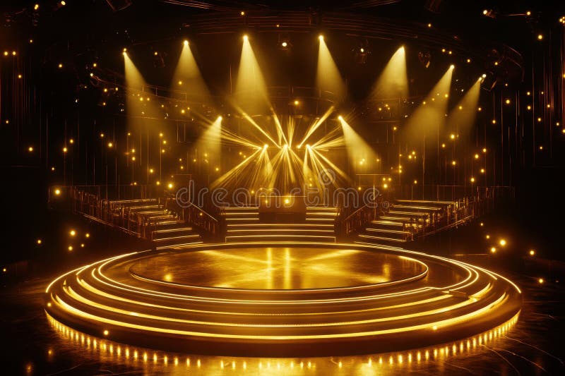 Golden Stage with Dramatic Lighting Effects Creating Excitement and ...
