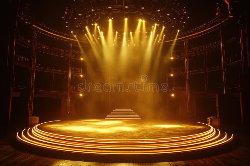 Golden Stage with Dramatic Lighting Effects Creating Excitement and ...