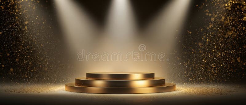 The Golden Stage Illuminated with Dramatic Lighting and Shimmering ...