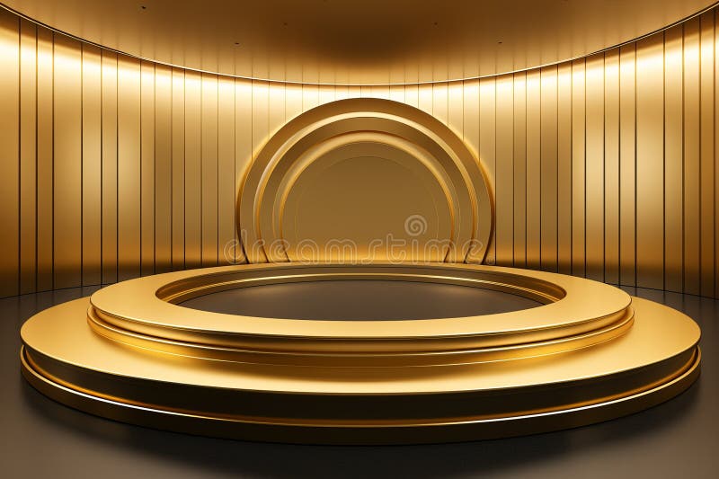 Golden Stage Set with Circular Designs and Smooth Gradients in Warm ...