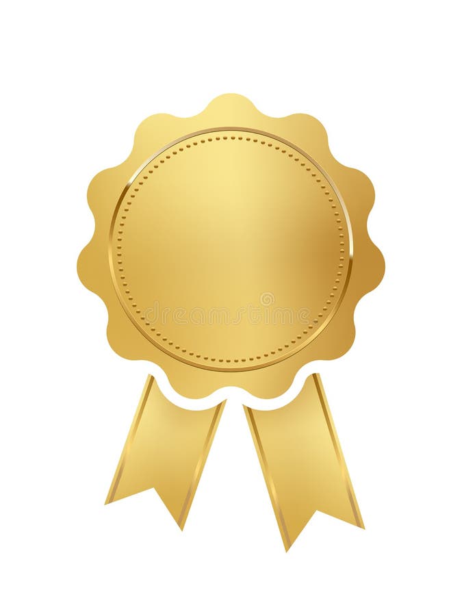 Golden Stamp with Ribbons Isolated on White Background. Luxury Seal ...