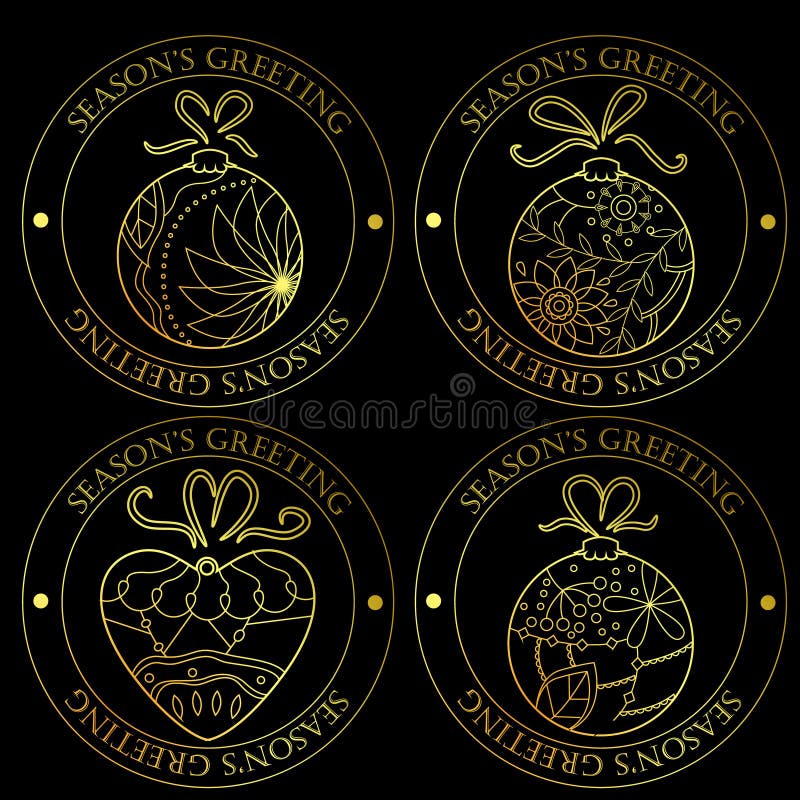 Golden Stamps Season S Greeting Stock Vector - Illustration of season ...