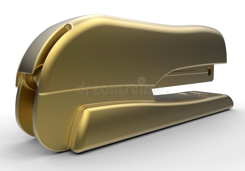 Golden stapler stock illustration. Illustration of bright - 80408162