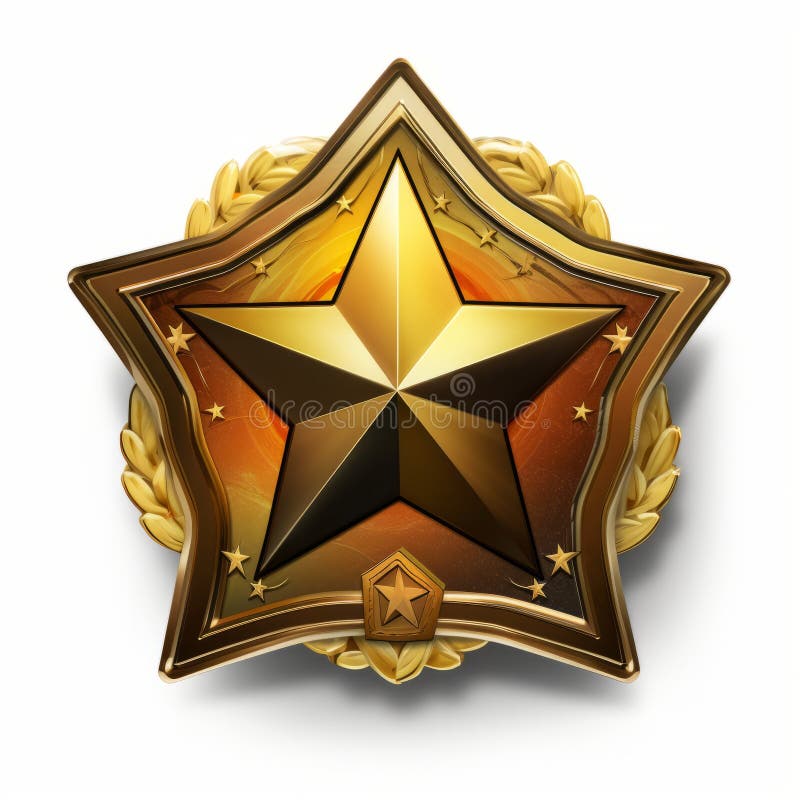 A Golden Star Badge on a White Background Stock Photo - Image of ...