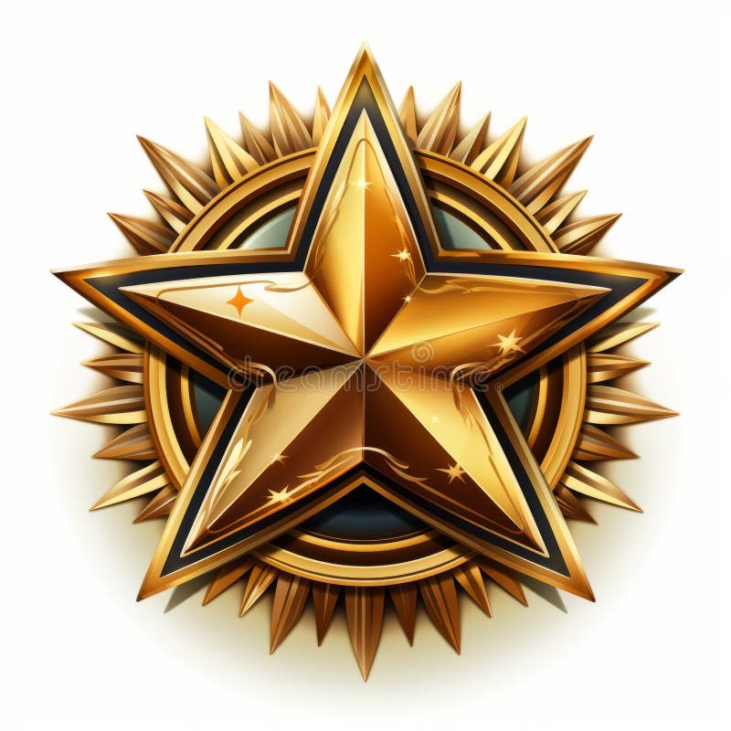A Golden Star Badge on a White Background Stock Image - Image of vector ...