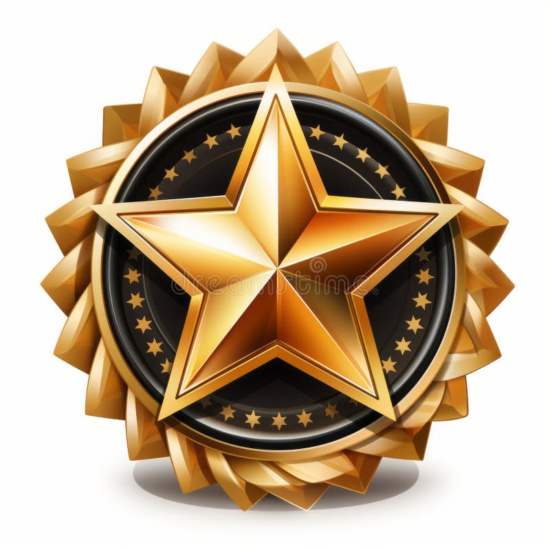 A Golden Star Badge on a White Background Stock Photo - Image of single ...