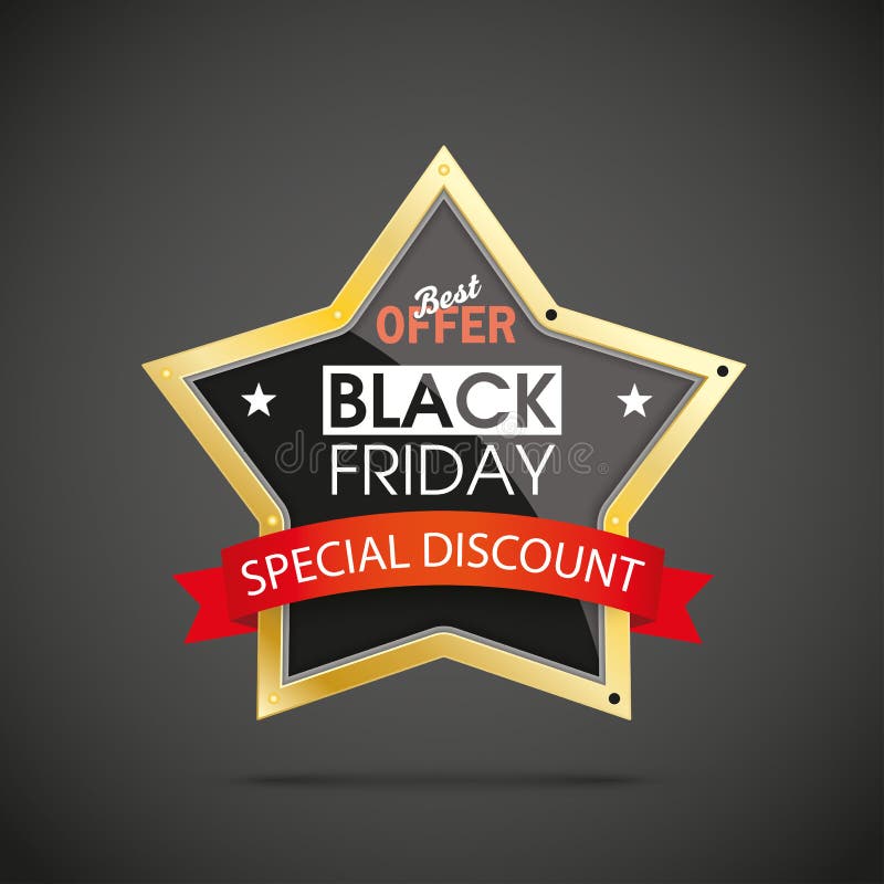 Golden Star Black Friday stock vector. Illustration of protection ...