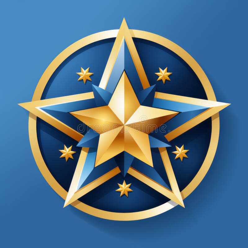 A Golden Star on a Blue Background Stock Illustration - Illustration of ...