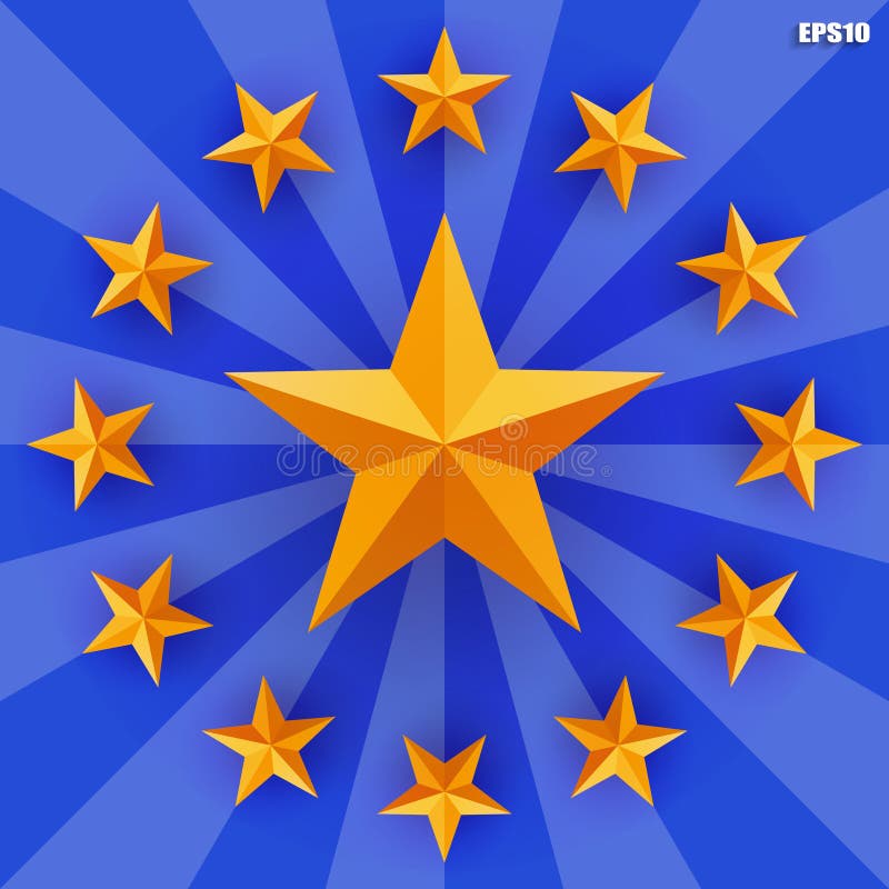 Golden Star on Blue Radius Background. Vector Stock Vector ...