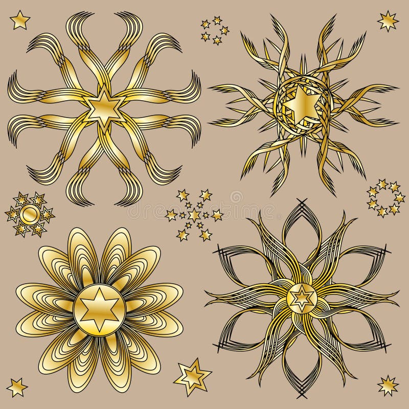 Golden Star Collection stock vector. Illustration of abstract - 63506972