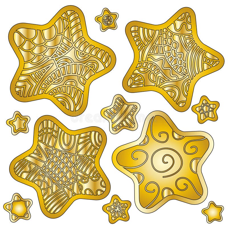 Golden Star Collection stock vector. Illustration of glossy - 62550748